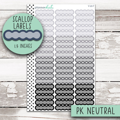Skinny Scallop Labels for 7x9 Planner - PK Neutral || V-20 | PlannerKate
