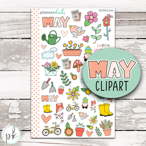 DOODLE-5 || MAY CLIPART | PlannerKate