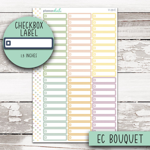 V-29-E || Basic Checkbox Labels for 7x9 Planner - EC Bouquet | PlannerKate