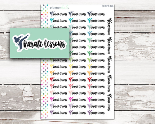 *RF SALE* SCRIPT-146 || KARATE LESSONS Planner Stickers | PlannerKate