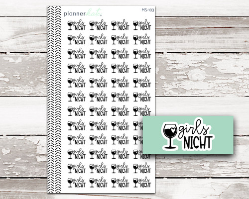 MS-103 || Girls Night Mixed Script Stickers | PlannerKate