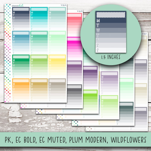 V-55 || OMBRE WEEK SIDEBAR for 7x9 PLANNER | PlannerKate