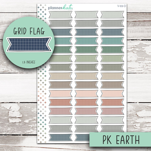 V-69-D || Journaling Grid Flag Label for 7x9 Planner -PK Earth ...