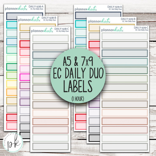 DAILY-508/509 || EC Daily Duo 1 HOUR Labels (A5 and 7x9 Sizing ...