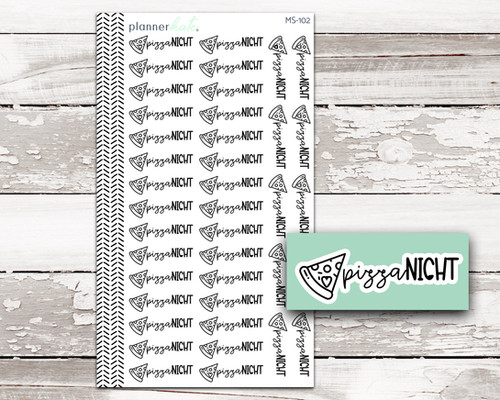 *RF SALE* MS-102 || Pizza Night Mixed Script Stickers | PlannerKate