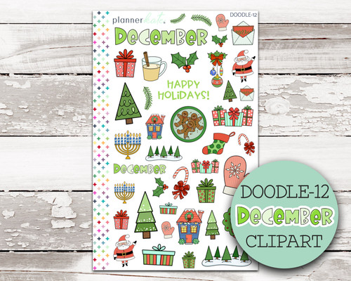 *RF SALE* DOODLE-12 || DECEMBER CLIPART | PlannerKate
