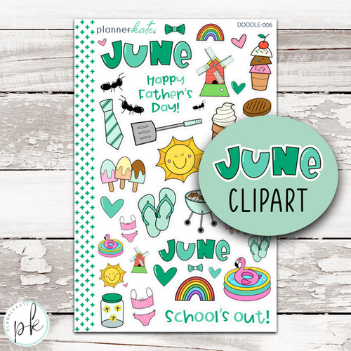 DOODLE-6 || JUNE CLIPART | PlannerKate