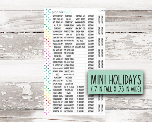 L-101 || MINI Holiday Planner Stickers (.7 inches wide) | PlannerKate