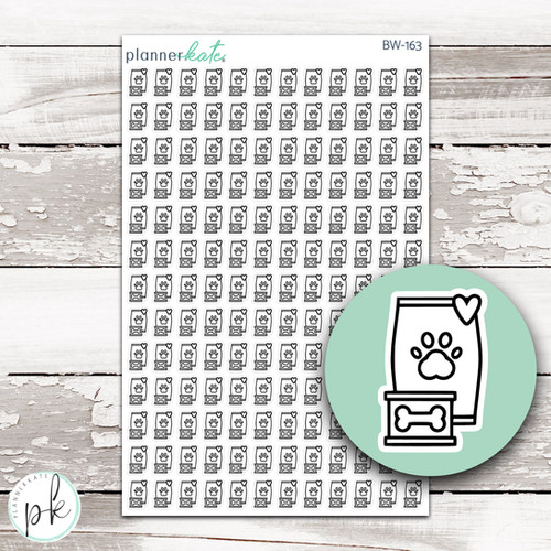 BW-163 || Dog Food - BW Icon Stickers | PlannerKate