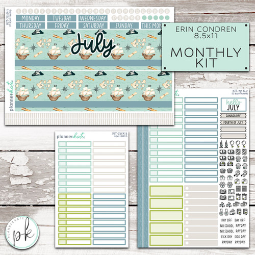 KIT-731 K - EC 8.5x11 Monthly || "Pirate Ship" | PlannerKate