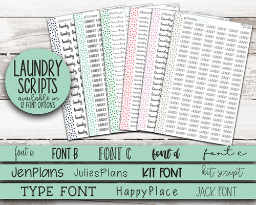 FONT-12 || LAUNDRY Scripts - 12 Font Options | PlannerKate