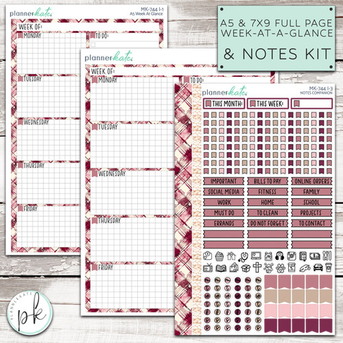 MK-744 I || "Warmth" Week-at-a-Glance / Notes Companion | PlannerKate