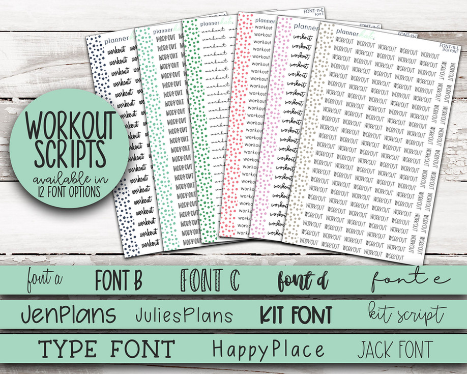 FONT-11 || WORKOUT Scripts - 12 Font Options | PlannerKate