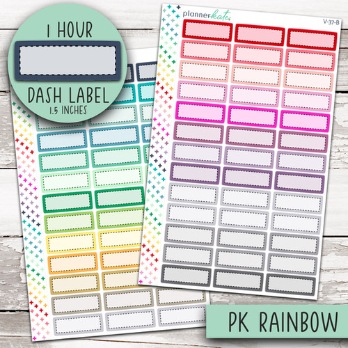 V-37-A/B || 1 Hour Color Dash Label for 7x9 Planner - PK Rainbow ...