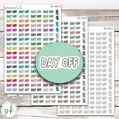 BS-008 || DAY OFF Bold Script Stickers | PlannerKate