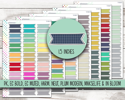 V-69 || JOURNALING GRID FLAG LABEL for 7x9 PLANNER | PlannerKate