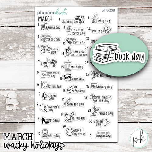 March Wacky Holidays | STK-208 | PlannerKate