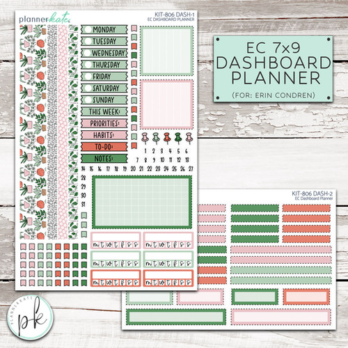 KIT-806 7x9 Dashboard Planner || "Plants & Paper" Weekly - Erin Condren ...