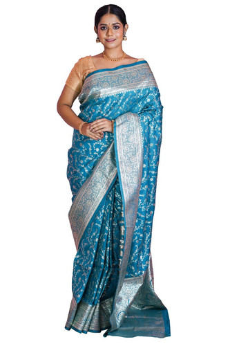 Premium Katan Banarasi Silk Saree (SEA GREEN) | Noksha Kata