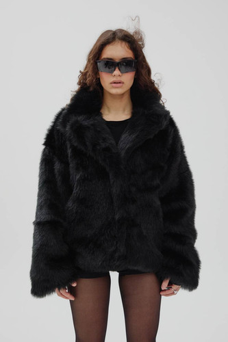 Mini fur coat black | Anka Studios