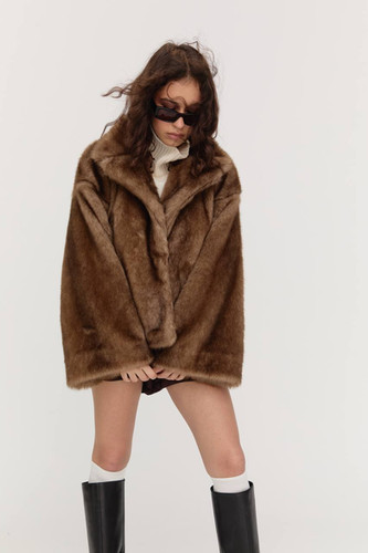 Mini fur coat brown | Anka Studios