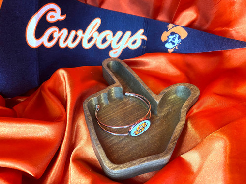 Oklahoma State "Pistols Firing" Hand Sign Wood Carved Tray | Homestead ...