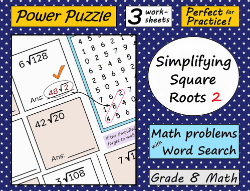 Simplifying Square Roots 2, Math (Grade 8) | Power Puzzle