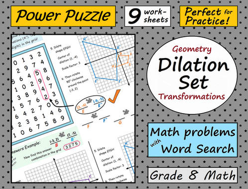 Dilation Set - Graphing, Math (Grade 8) | Power Puzzle
