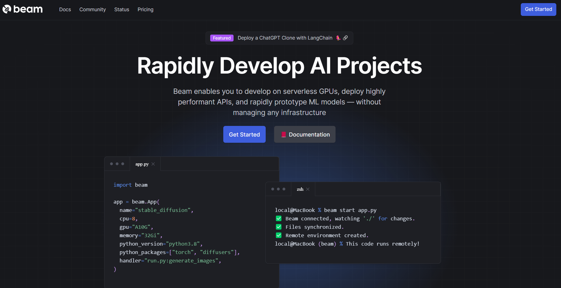 Beam | Seamless Access To Serverless GPUs For AI Projects