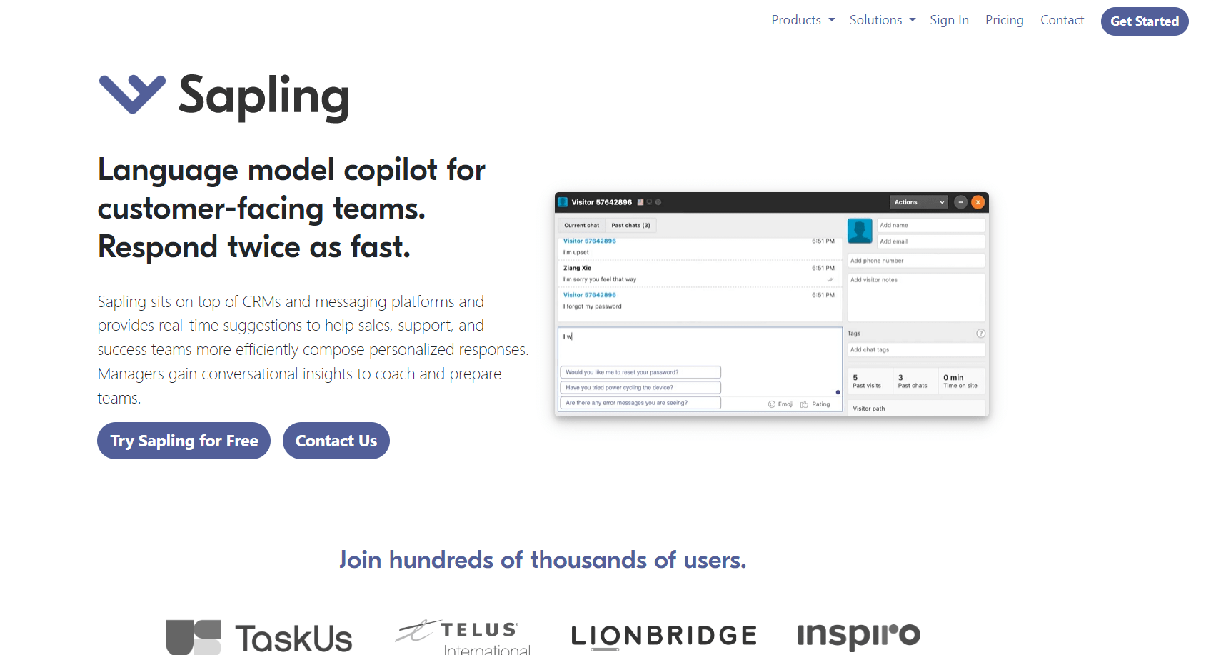 Sapling | Improve Customer Response Speed & Quality
