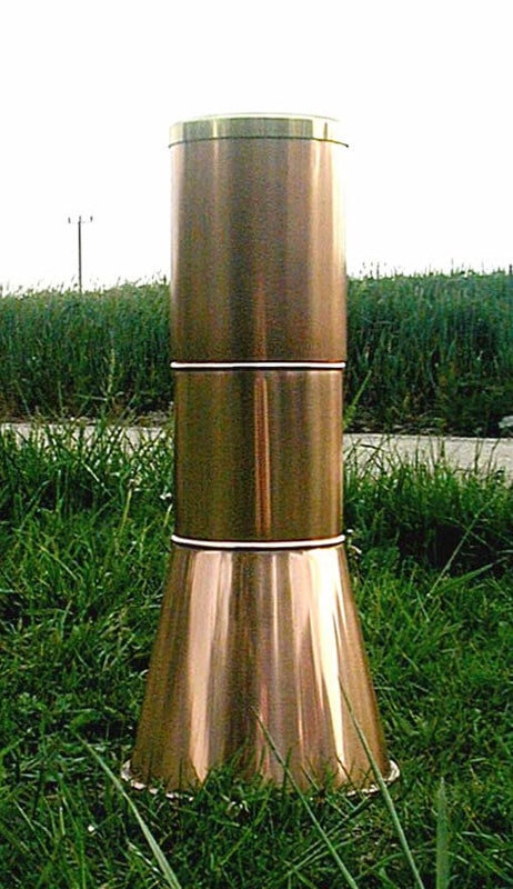 Splayed Base Raingauge – Copper with machined 5″ (127mm) diameter brass rim