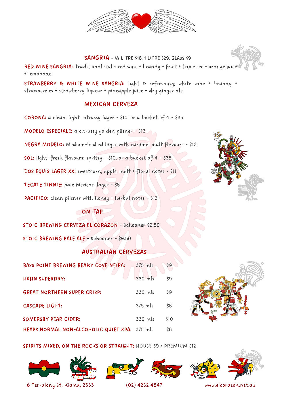 Menus | El Corazon Kiama