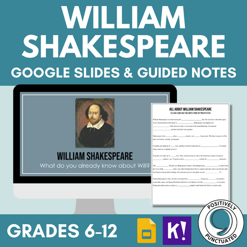 William Shakespeare Slides and Guided Notes | Bre Ryan