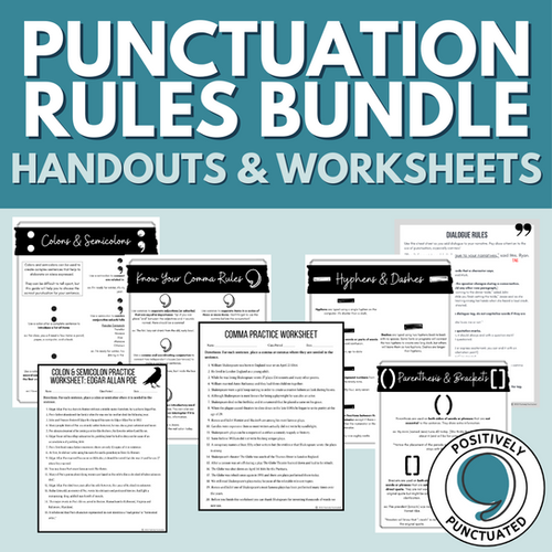 Punctuation Rule Handouts & Worksheets | High School Grammar, Low Prep ...