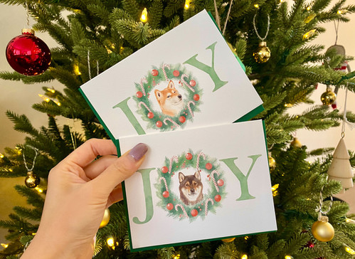 JOY Shiba Inu Christmas Card | Shiso Paper