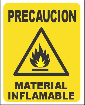 Letrero Material inflamable 30x40cm en estireno | mas-diseno