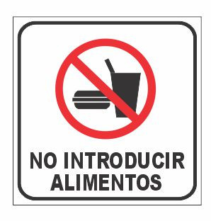 Letrero No alimentos 20x20cm en estireno | mas-diseno