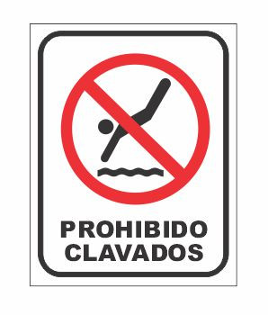 Letrero Prohibido clavados 30x40cm en lámina | mas-diseno