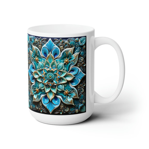 “Persepolis Abi" Blue Flower Tile Mug | RumiNotions