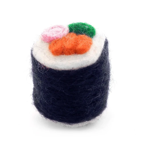 Jouet en laine naturelle pour chat - Sushi California Roll | U Twoo