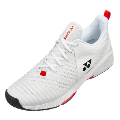 Yonex Sonicage 3 Men's Tennis Shoes (White/Red) | Racquets Pro Shop