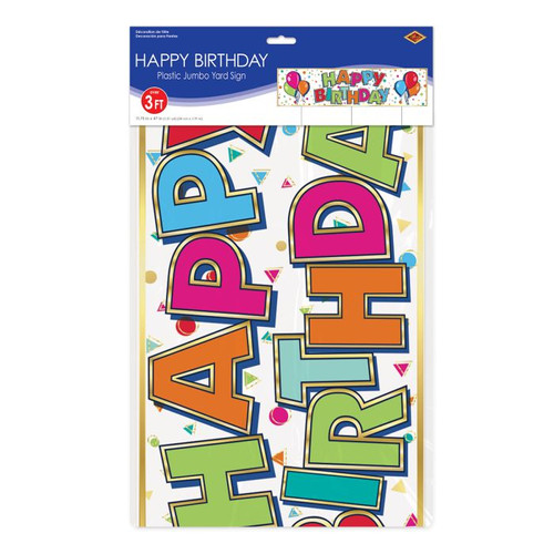 Multi-Colored Plastic Jumbo Happy Birthday Yard Sign | Party World