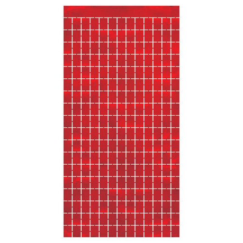 Red Metallic Square Curtain | Party World