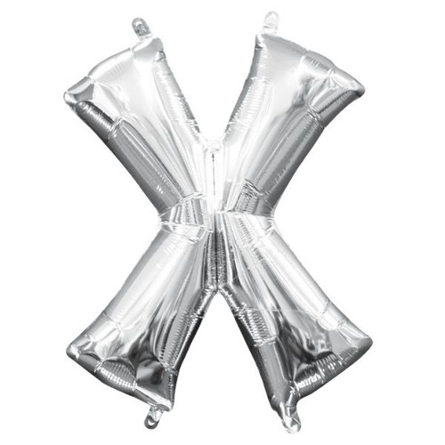 16 IN Air-Filled Silver Letter Balloon (X) | Party World