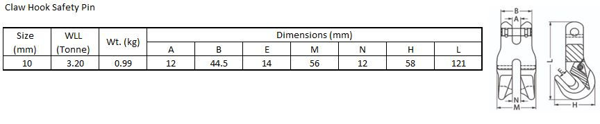Grade 80 Claw Hook With Safety Pin