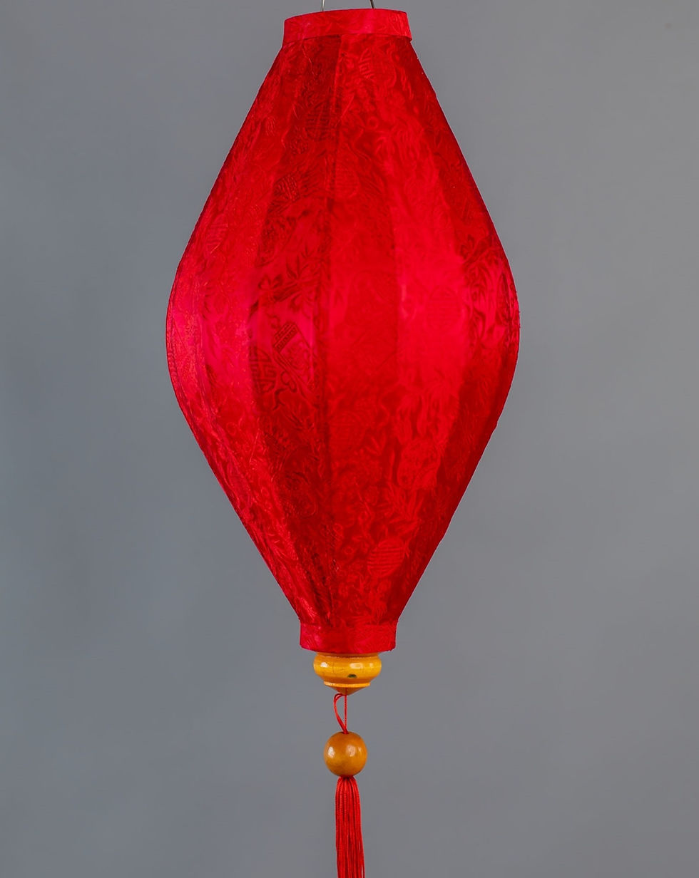 Red Silk Lantern - Oval | Silk Lanterns