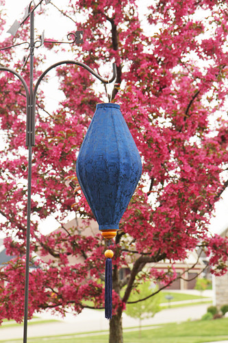 Deep Blue Silk Lantern - Oval | Silk Lanterns