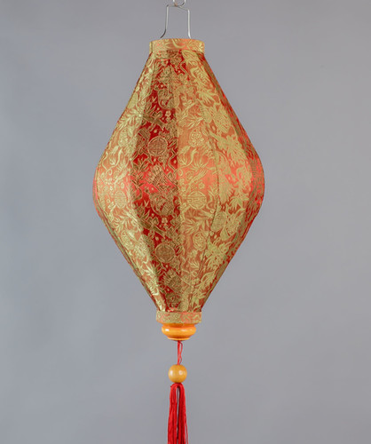 Red and Gold Silk Lantern - Oval | Silk Lanterns
