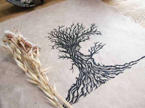 HAG TREE GODDESS | DRYAD | Original linocut print