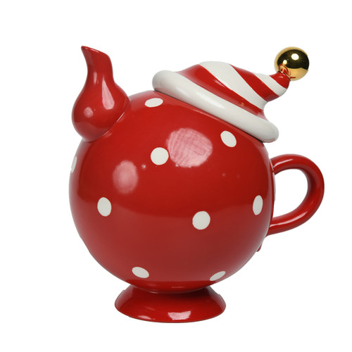 Peppermint Swirl Red Polka Dot Teapot | Mysite